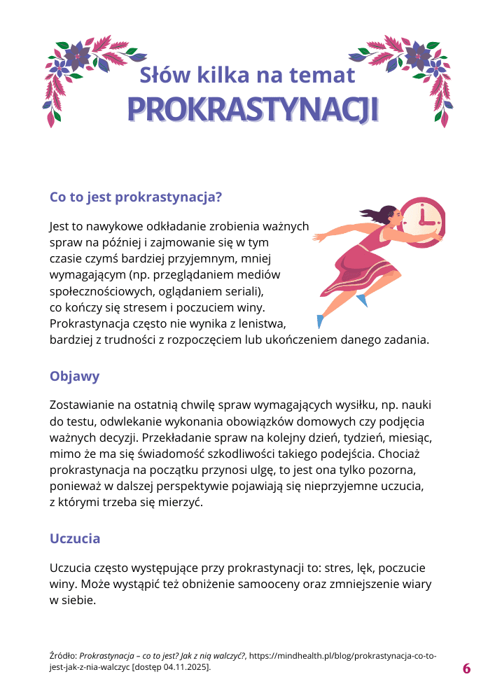 PROKRASTYNACJA. Jak nie odkładać spraw na później (karty pracy ...